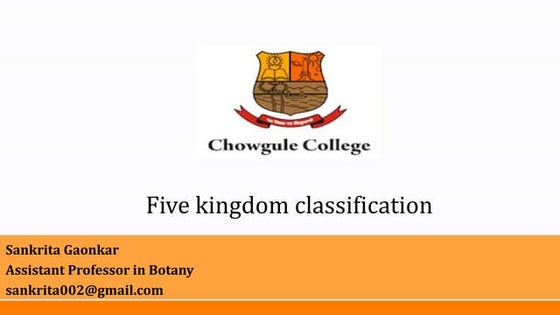 Five kingdom Classification | PPT | Biological Sciences | Science