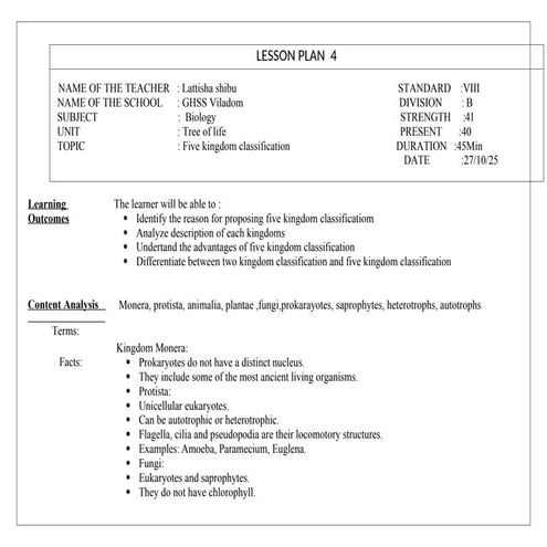 five kingdom classification by Robert H. whittaker | DOCX