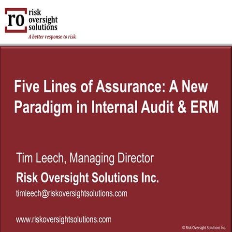 Five lines of assurance a new paradigm in internal audit & erm | PDF