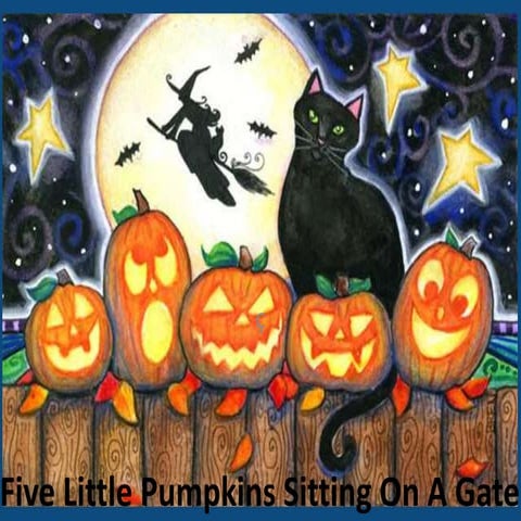 Five little pumpkins sitting on a gate | PPTX