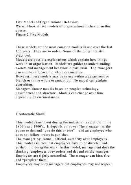 Models of Organisational Behaviour | PDF