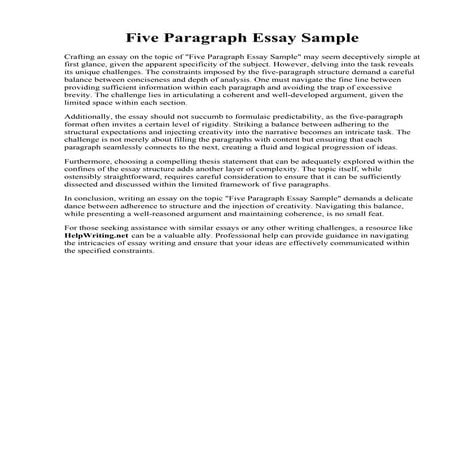 Five Paragraph Essay Sample | PDF