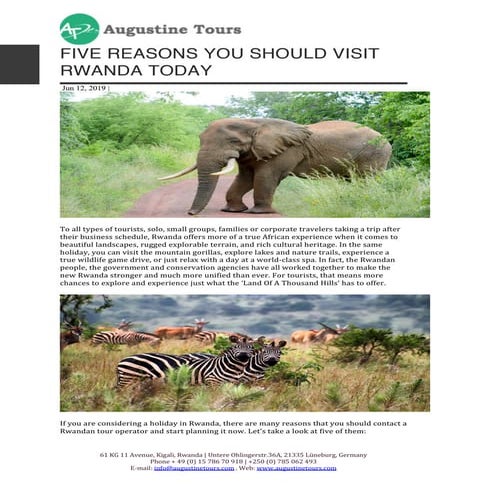 Five reasons you should visit rwanda today | PDF