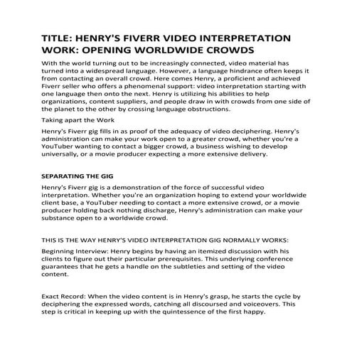 FIVERR GIG ON VIDEO TRANSLATION BY HENRY ONOCHIE.docx