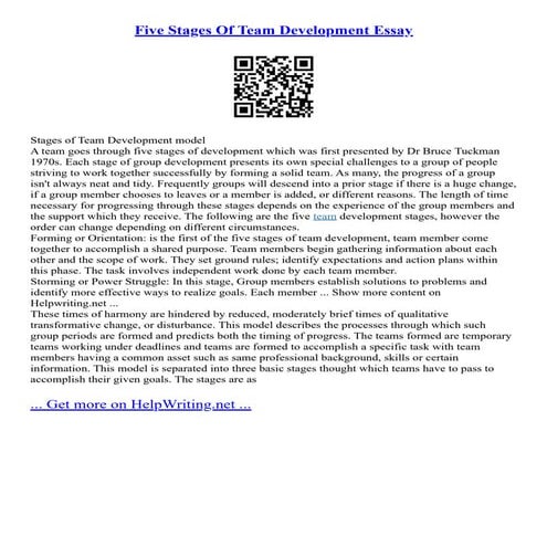 Five Stages Of Team Development Essay | PDF