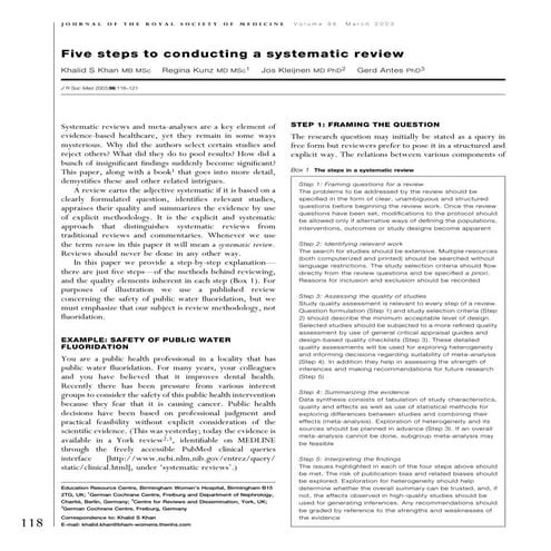 Five steps to conducting a systematic review | PDF
