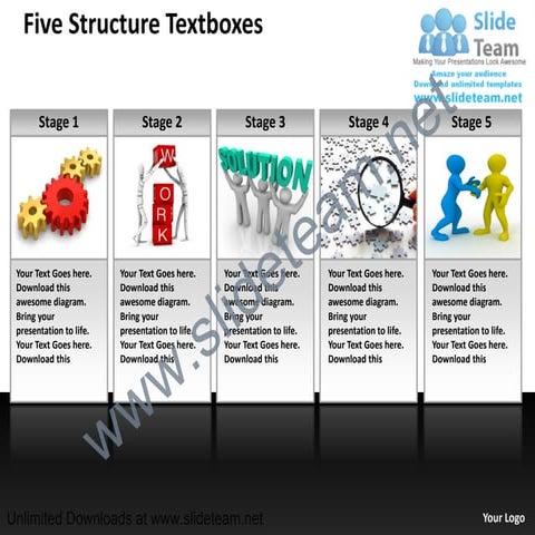 Five structure textboxes powerpoint diagrame templates 0712 | PDF ...