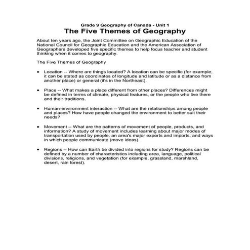 Five themes of geography | PDF