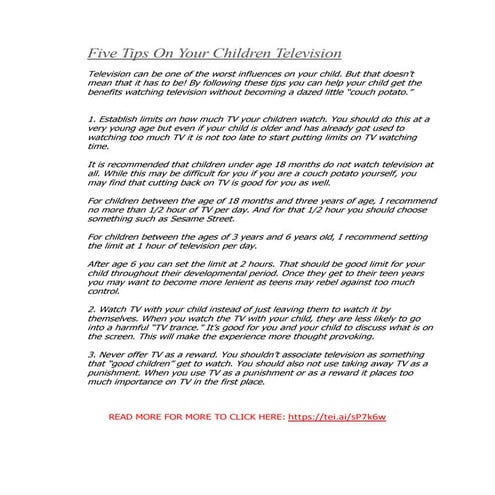 Five tips on your children television | PDF