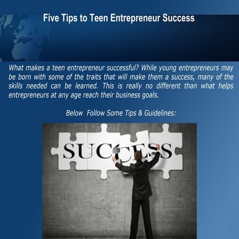 Five tips to teen entrepreneur success | PPT