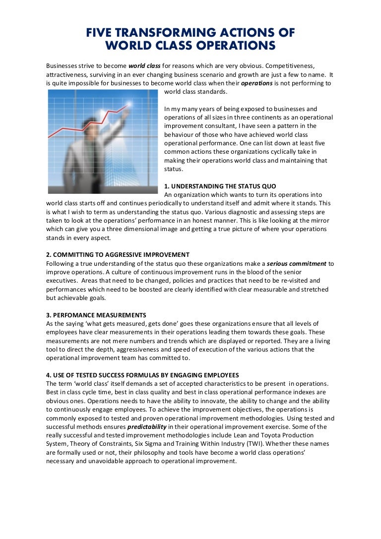 Five transforming actions of world class operations