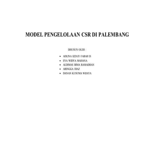 Model CSR Kota Palembang (PBK B FIA UB) | PPT