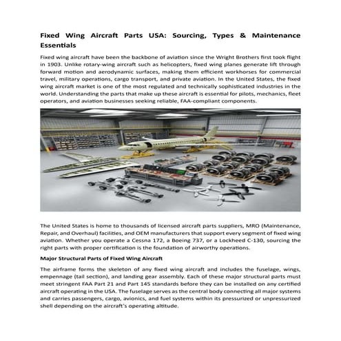 Comprehensive Guide to Fixed Wing Aircraft Parts in the USA: Sourcing ...