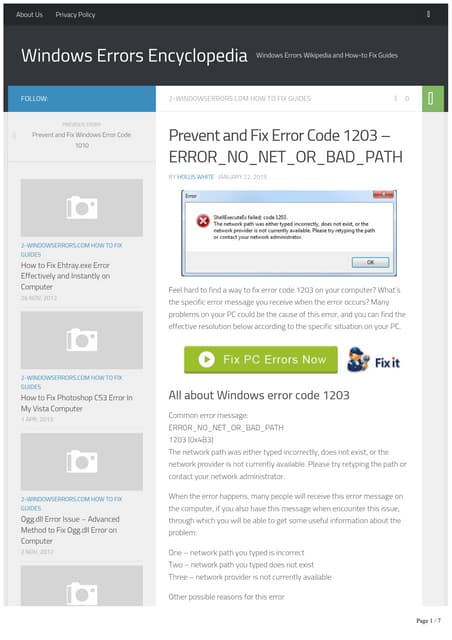 Tips to Fix windows 8 most common errors | PPTX