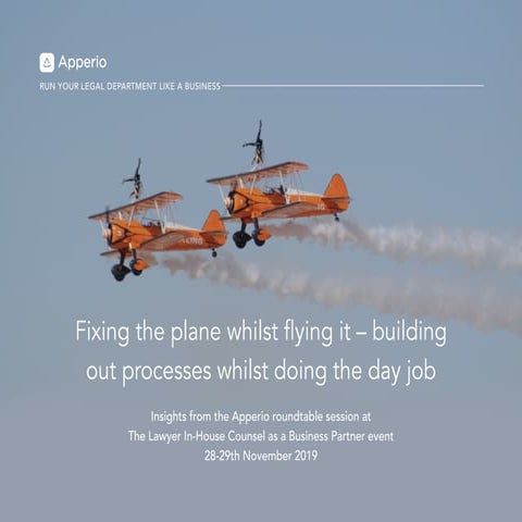 Fixing the plane whilst flying it – building out processes whilst doing ...