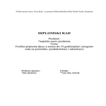 Fizicka priprema djece u tenisu do 14 godine plan i program rada za ...