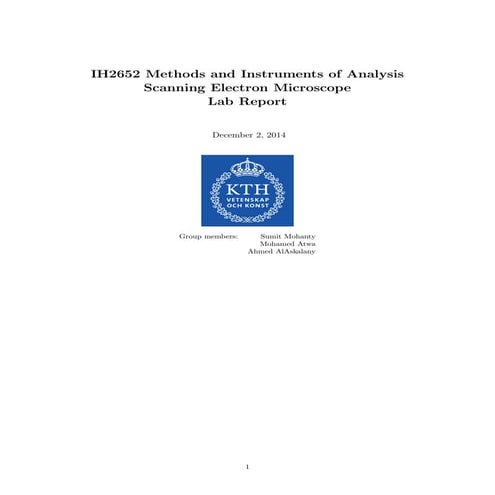 Scanning Electron Microscope Lab Report | PDF