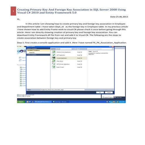 Code First Approach Of Creating Primary Key And Foreign Key Association ...