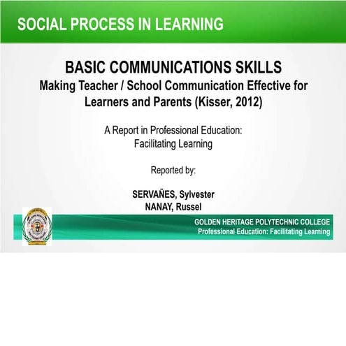 Basic Communication Skills: Making Teacher / School Communication ...