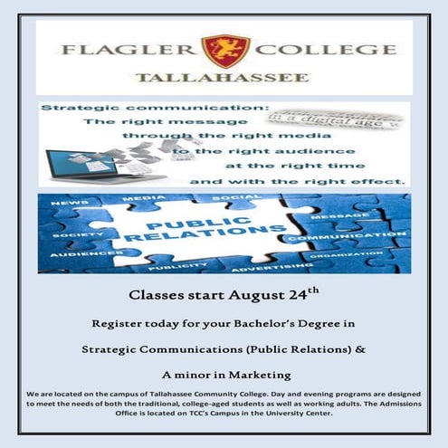 Flagler strategic communications flyer | DOCX | College Education ...