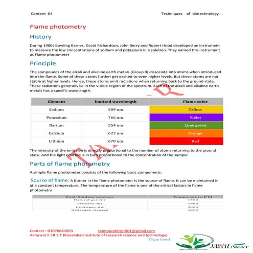 Flame photometry | PDF