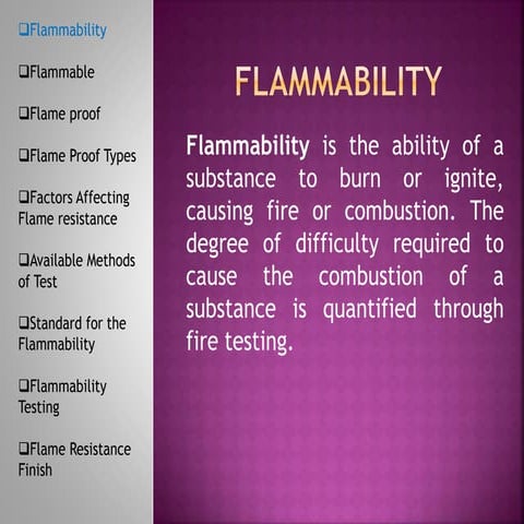 Flammability testing of clothing | PPTX