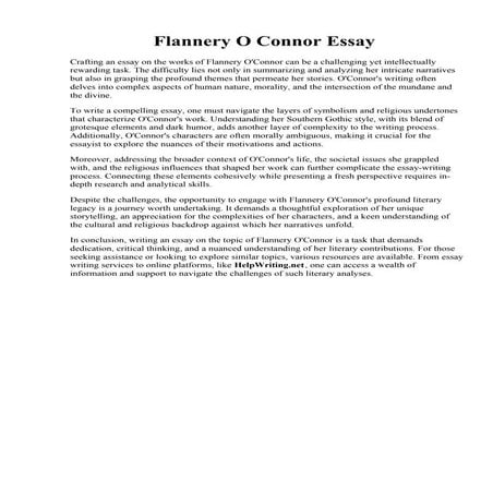 Flannery O Connor Essay | PDF | Parenting | Family and Relationships