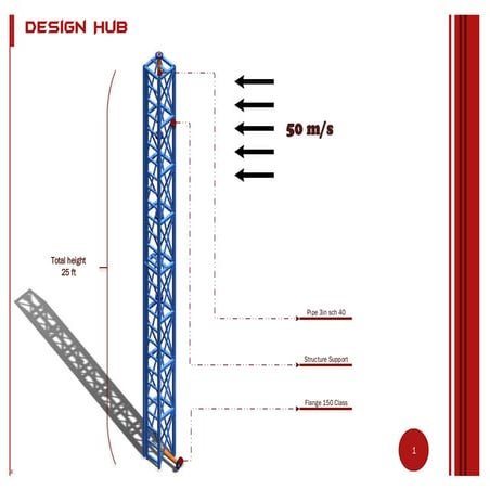 Flare stack design drawing (25 ft) with structural support | PDF