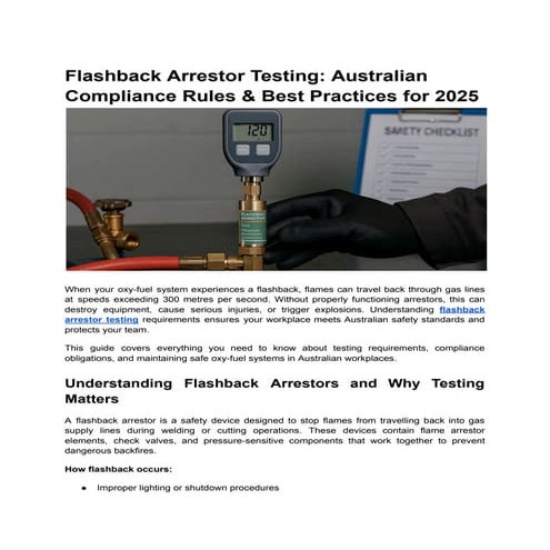 Flashback Arrestor Testing_ Australian Compliance Rules & Best ...