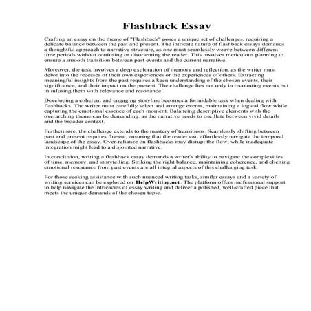 Flashback Essay. Flashback Short Story Example by Keith Manning TpT | PDF