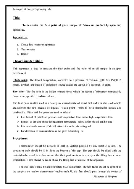 Flash AND Fire Point | DOCX