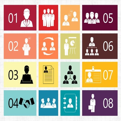 Grid Layout Presentation Template in Flat Design (for PowerPoint and ...