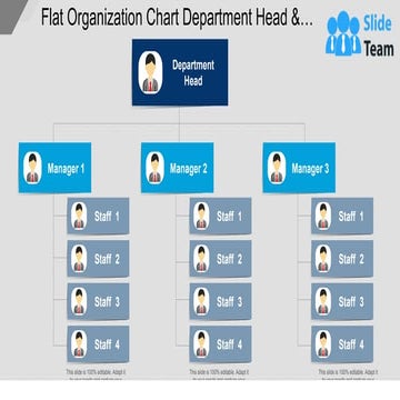 Flat Organization Chart Department Head And Managers | PPT | Free Download