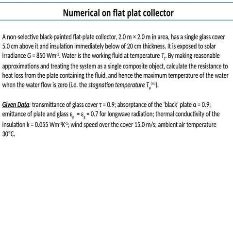 flat plate collector numerical of thin film | PPTX