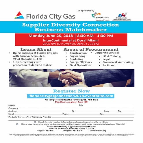 Florida City Gas Supplier Diversity Connection Business Matchmaker | PDF
