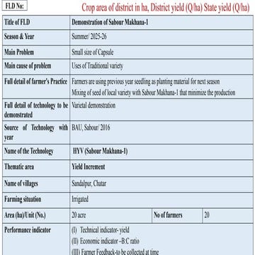 demonstration on horticultural crops for data collection at particular ...