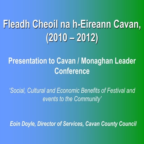 Fleadh Cheoil Cavan, Benefits of Festival v1 | PDF