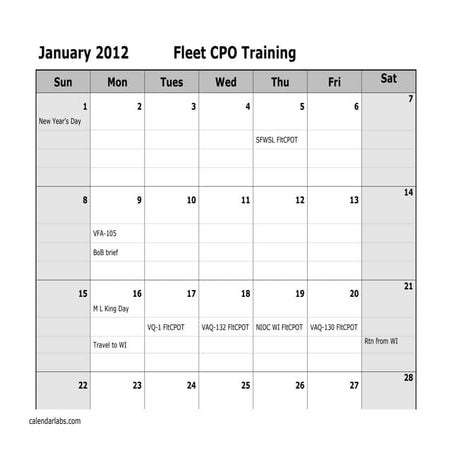 Fleet cpo training calendar 2012 | DOC