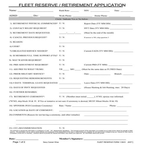 Fleet reserve application2 | PDF