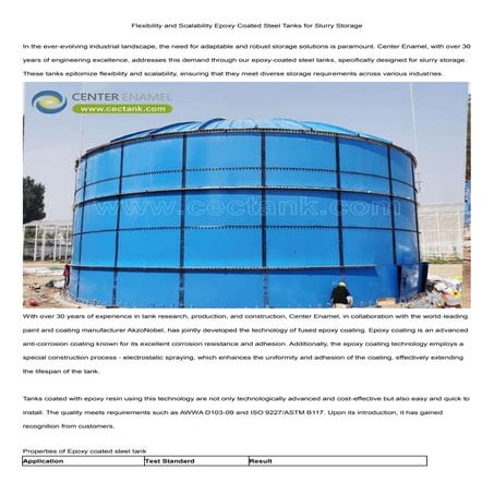 Epoxy Coated Tanks for Slurry Storage Contains Diverse Liquid-Solid ...