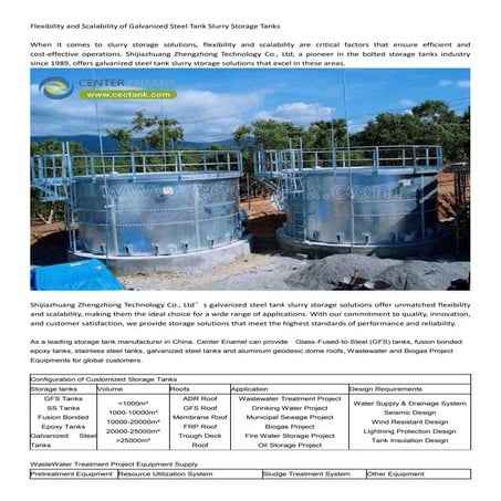 Flexibility and Scalability of Galvanized Steel Tank Slurry Storage ...