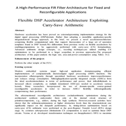 Flexible Dsp Accelerator Architecture Exploiting Carry Save Arithmetic 5965
