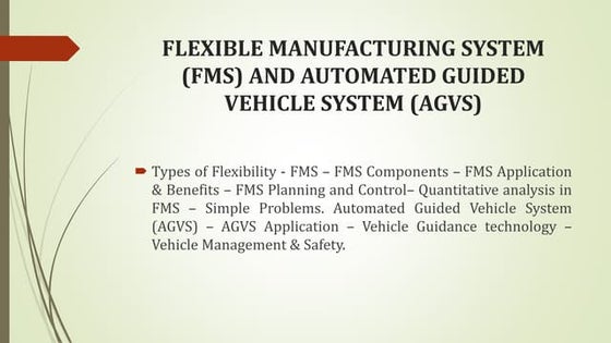 Layout of FMS | PPT