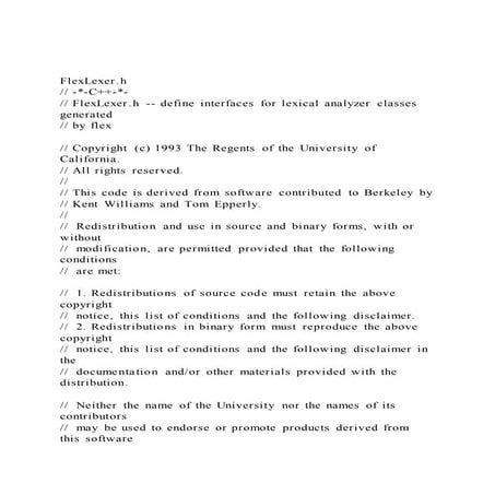 Flex lexer.h -c++-- flexlexer.h -- define interfaces f | PDF