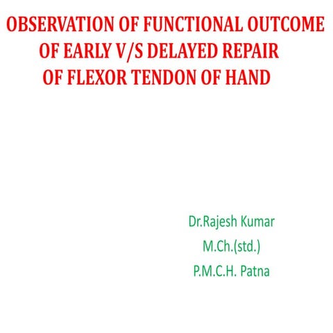 FLEXOR TENDON injury, fds,fdp,tendon injury | PPT