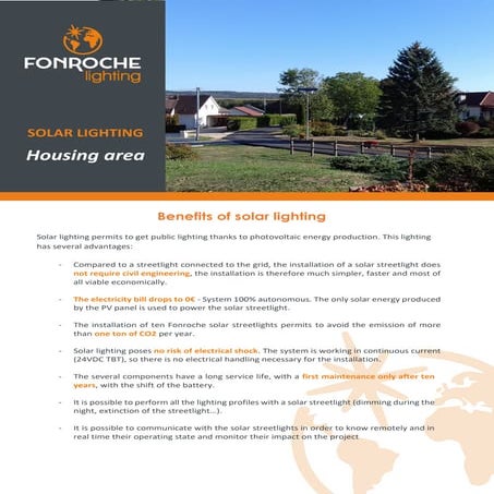 Fonroche Solar Street Lighting Case Study: Residential Area | PDF