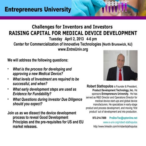 RAISING CAPITAL FOR MEDICAL DEVICE DEVELOPMENT | PPT