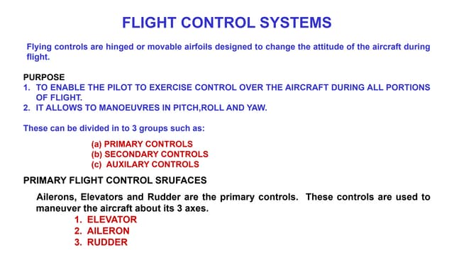 SECONDARY FLIGHT CONTROL SURFACES OF AIRCRAFT | PPTX