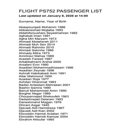 Flight ps752 passenger list | PDF