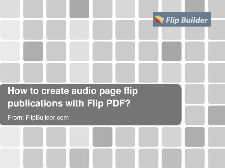 How to create audio page flip publications with Flip PDF